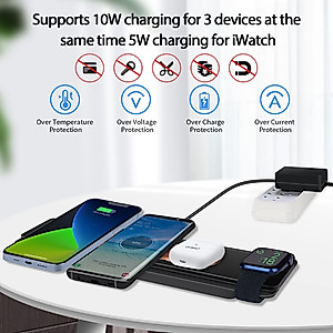 Magnetic Wireless Charging Pad Multiple Devices-Uumao 40W 5-in-1 Wireless Charger mat-for iPhone13/12/AirPods and Apple Watch UItra,for All Wireless Charging Phones (with Adapter)