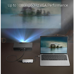 LENTION USB C Hub with 4K HDMI, VGA, SD/Micro SD Card Reader, 3 USB 3.0, Type C Charging Adapter Compatible 2022-2016 MacBook Pro, New Mac Air/Surface, Chromebook, More (CB-CE55, Space Gray)