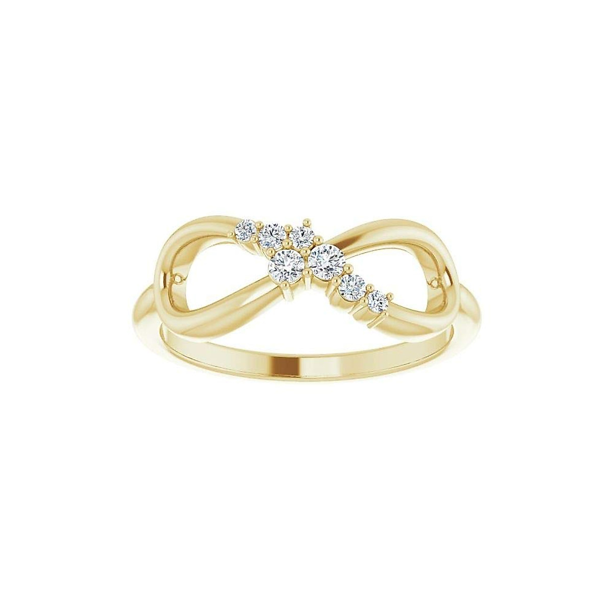 Solid 14k Yellow Gold 1/8 Cttw Diamond Infinity-Inspired Ring Band (.13 Cttw) (Width = 6.7mm) - Size 7