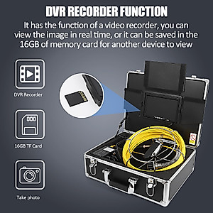 TacleeKii Sewer Camera 165FT - Connects to External Monitor, Plumbing Snake Cam with DVR, for Sewer Line, Drain, Duct, Plumbing