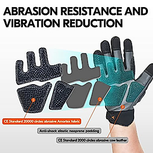 Vgo... 1Pair Safety Leather Work Gloves,Mechanics Impact Anti-Vibration Gloves,Rigger Gloves,Heavy Duty,Water Resistant(Size L,Gray,CA7722WR)
