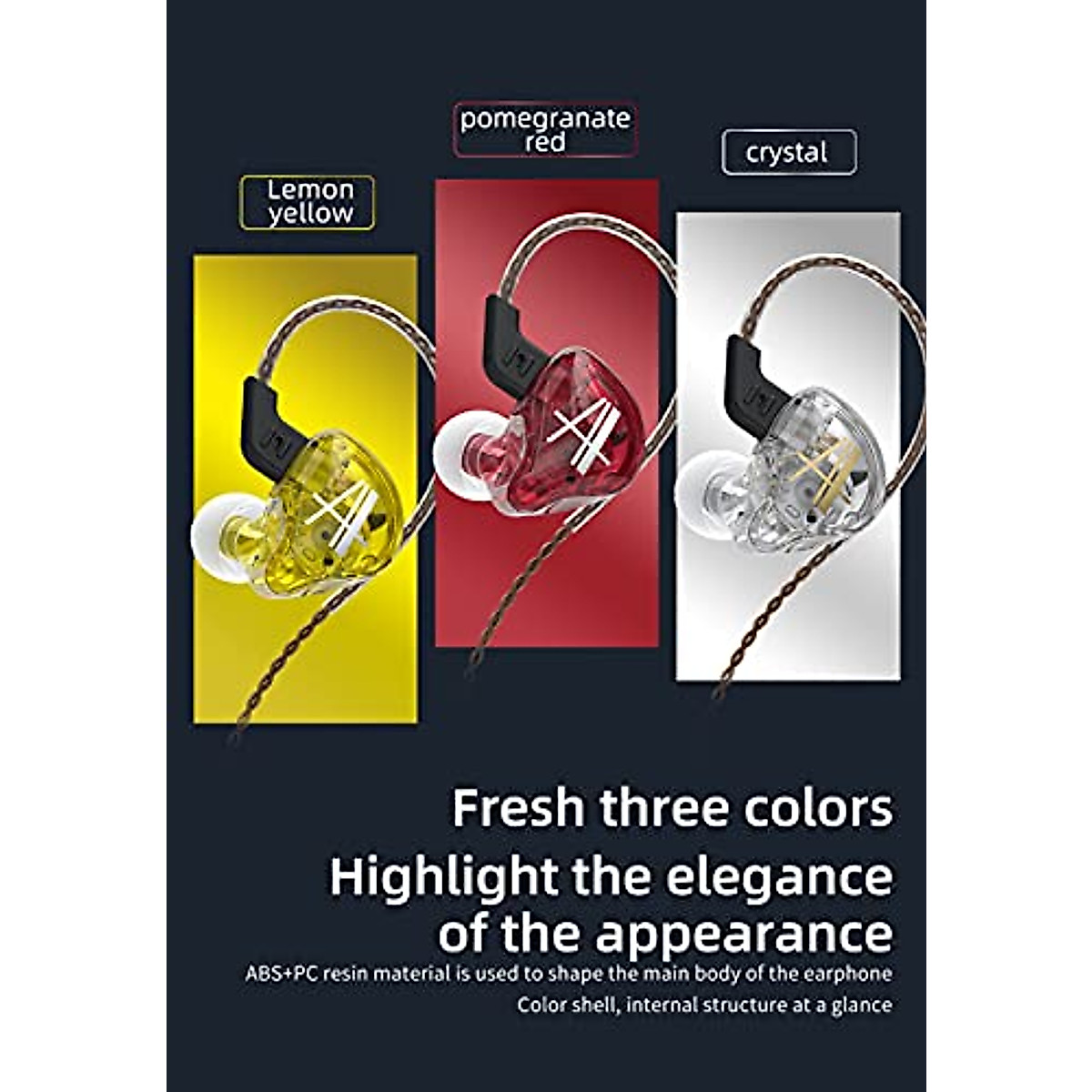 CCA-CA2 Custom-made Subwoofer in-Ear Earphones, HiFI Stereo Lightweight Noise Isolating Sport IEM Wired Headphones/Earbuds/Headsets with Detachable Cable (without Mic, Pomegranate red)
