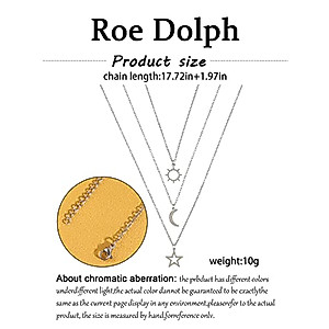 Friendship Necklaces for 3 Girls Cute BFF Necklace for Women Best Friend Necklace Dainty Sun Moon Star Necklaces Long Distance Relationship Necklace(Moon Sun Star)