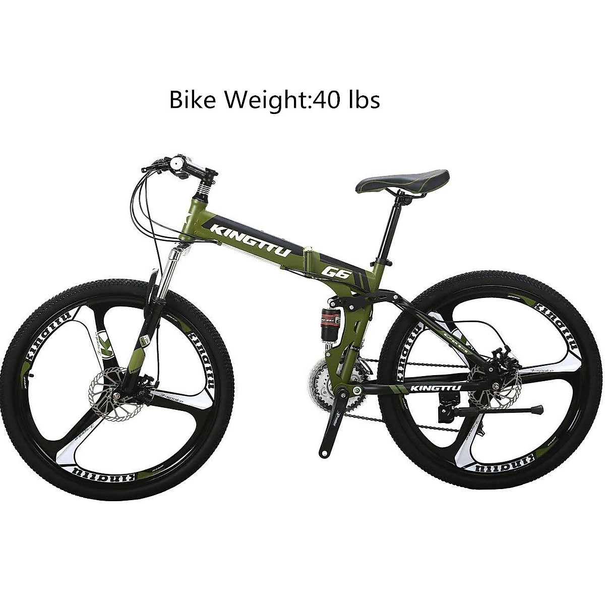 Mountain Bike 26 inch for Adults Men and Women Foldable Off Road Bicycle G6(Green)