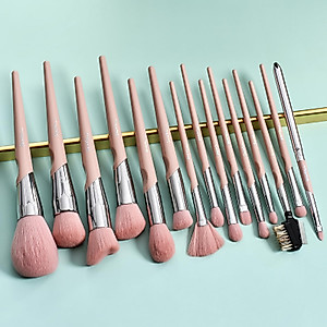 Bueart Design 16Pcs ULTRA SOFT Labeled Pro Makeup Brushes Set with Foundations Powder Blush Concealer Blending Eyeshadow Contour Brush (16Pcs Elegant Pink)