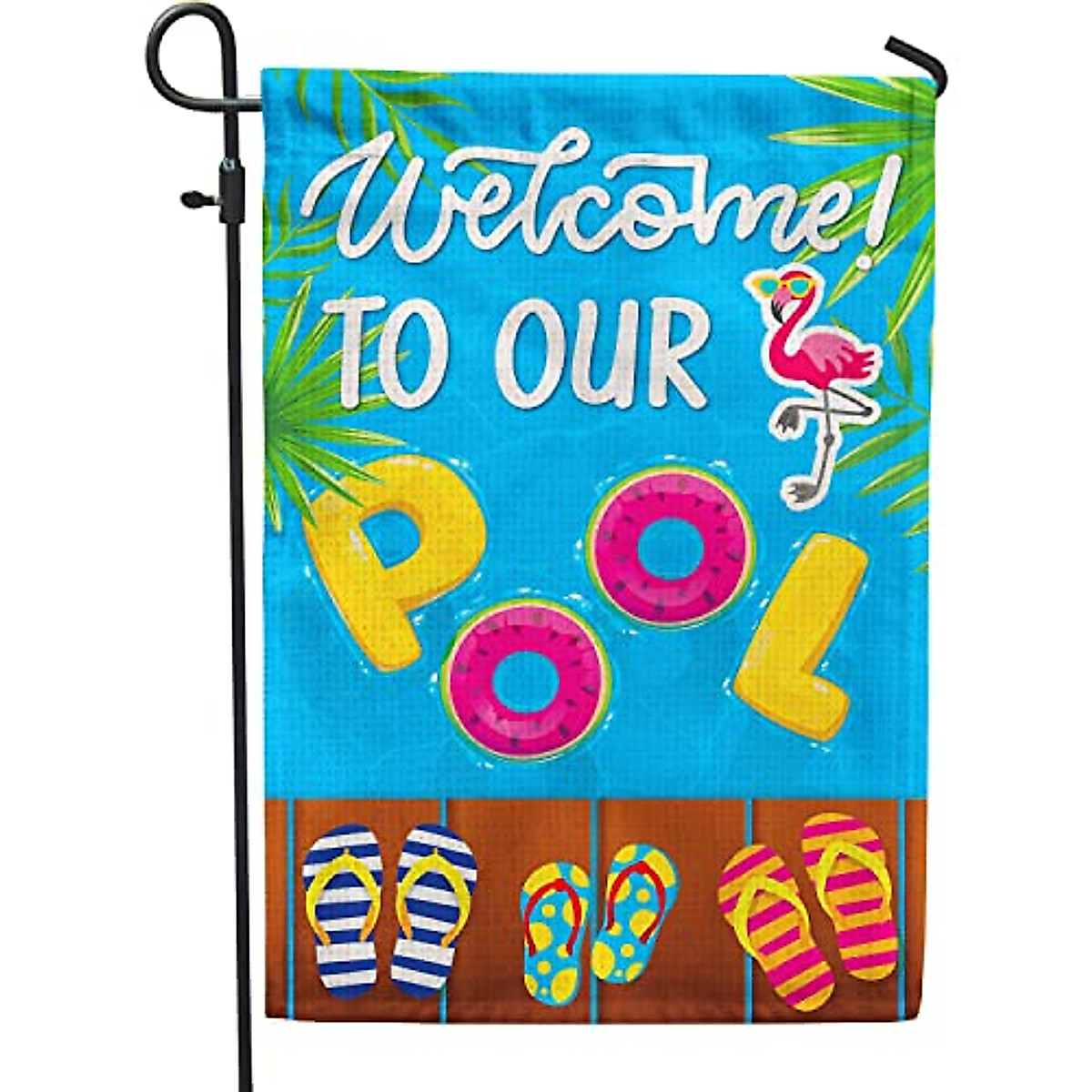 Hollyhorse Welcome to Our Pool Summer Garden Flag, Pool Flag for Outdoor Decorations 12x18 Inch Double Sided