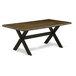 East West Furniture X677EL635-9 9-Piece Dining Set - Dinner Table Rectangular Top - 8 Beautiful Dining Chairs Padded Seat and Back (Distressed Espresso & Wire Brushed Black Finish)