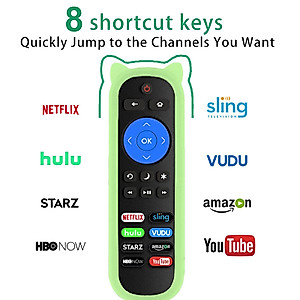 Pack of 2 RC280 Remote Control Replacement Compatible with All TCL Roku TV Remote, Compatible with TCL Roku 32" 40" 43" 48" 49" 50" 55" 65" 75" 85" TV with Remote Cover (Glow Pink and Green)