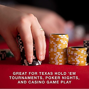 Brybelly Poker Chips 1000 Chips Set with Acrylic Case - Heavyweight 14g Poker Chips Set with 10 Removable Trays and 11" x 12" x 15" Portable Case - 8 Stripe Textured Inlay Casino Chips