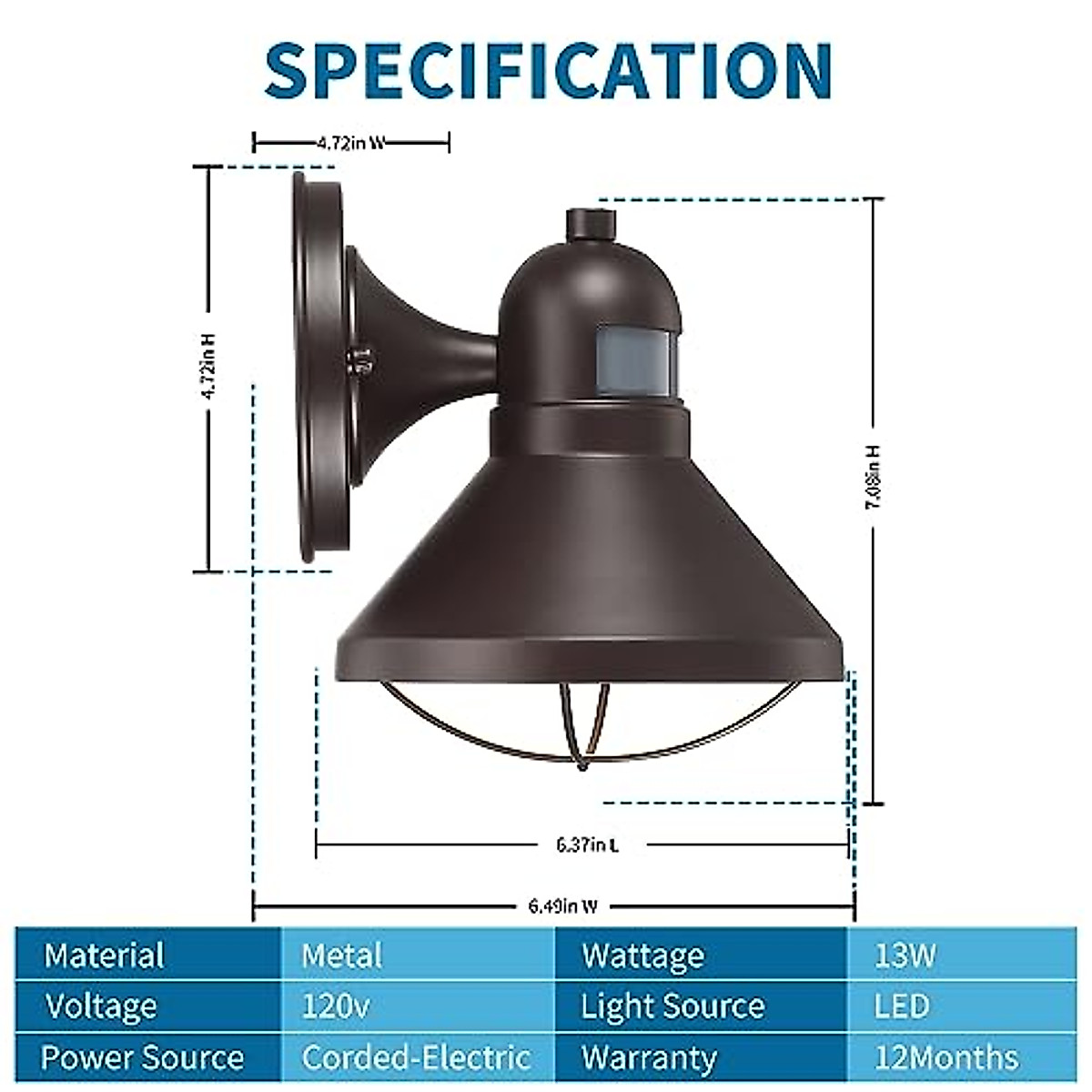 LONEDRUID Motion Sensor LED Outdoor Barn Lights Brown Exterior Wall Lantern Dusk to Dawn Outside Wall Mount Scocne Lighting Fixtures Antique Farmhouse Porch Lamp for House Patio Garage Front Door