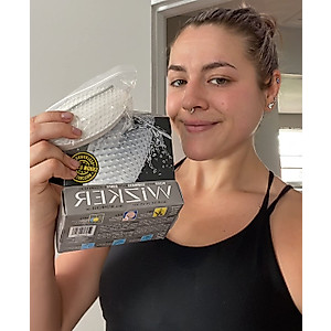 WIZKER Exfoliating Brush: Ingrown Hair Prevention, Razor Bump Treatment | Original Extra-Strength Bristle Exfoliator for Face, Body, Leg, Bikini | Shaving and Waxing Solution | Bath Shower Waterproof