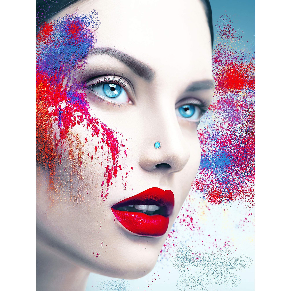 JOVITEC 16 Pieces Nose Stud for Women 20 g Nose Ring Set Bone Nose Studs l Shaped Surgical Stainless Steel Cartilage Tragus Piercing Rose Gold Ball Sapphire Labret Jewelry