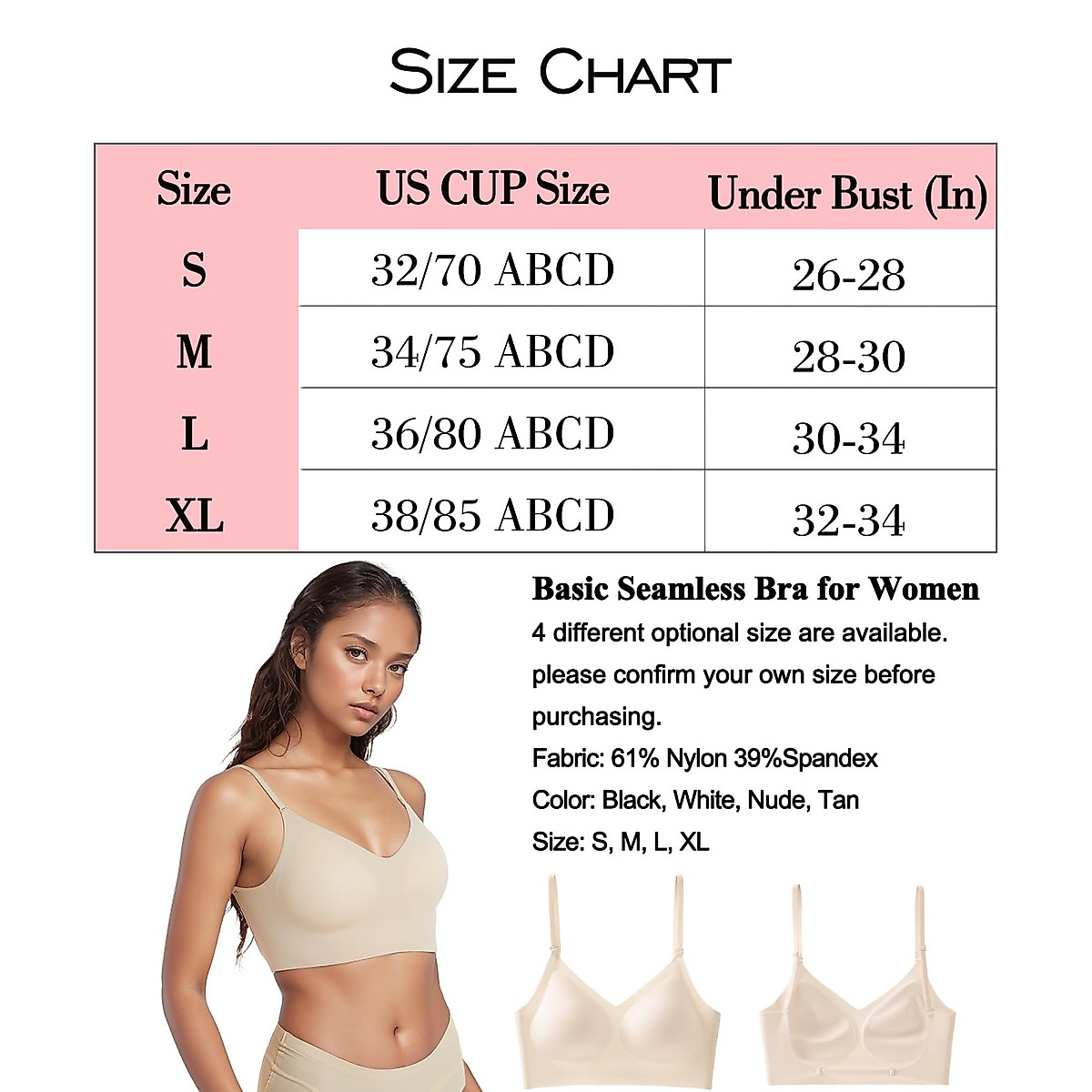 ZITAIMEI Low Back Seamless Bras Multiway Convertible Strap Halter Lifting Bra Spaghetti Strap Wire-Free Padded Backless