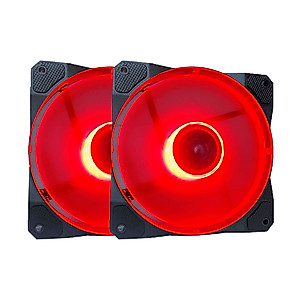 APEVIA CO212L-RD Cosmos 120mm Red LED Ultra Silent Case Fan w/ 16 LEDs & Anti-Vibration Rubber Pads (2 Pk)