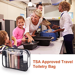 Wedama TSA Approved Toiletry Cosmetic Bags for Men and Women 2 Pack with Zipper Carry on Airline Airport Travel Accessories, PVC Makeup Bags, Quart Size-Black