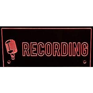 ValleyDesignsND Recording Home Music Room Studio Court with Mic Ceiling, Desk, or Flat to The Wall Mount Acrylic Lighted Edge Lit Sign 11-21" 15-30 Led 9 Foot Cord 11123 Made in The USA