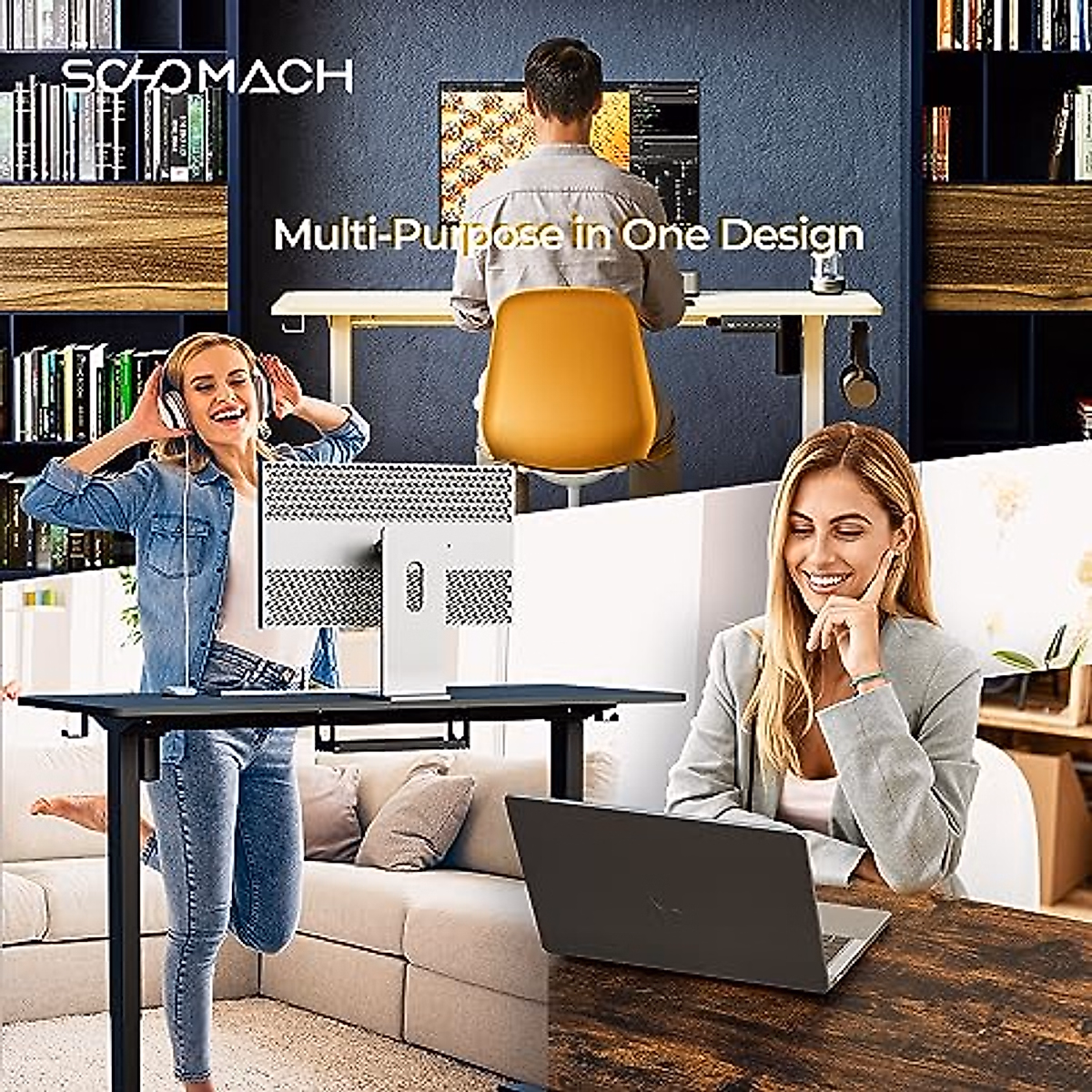 SOHOMACH Electric Standing Desk - Adjustable Height with Memory Preset, 48 x 24 Inches Ergonomic Design Home Office Standing Desk