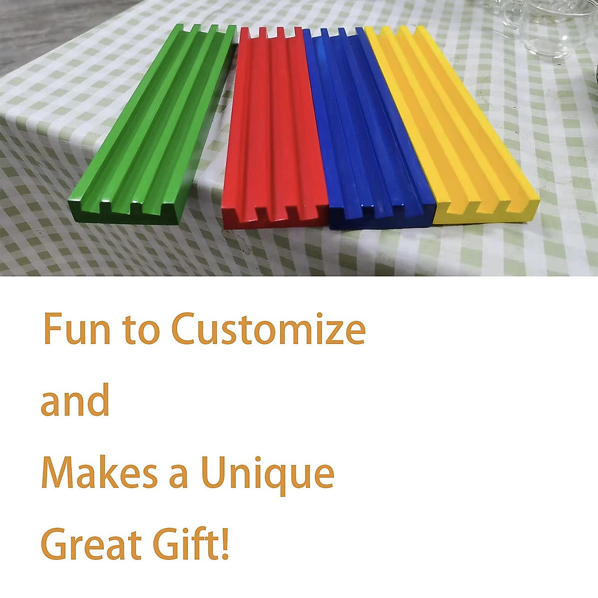 JUNWRROW Premium Pinewood Domino Racks/Trays - Set of 8 for Mexican Train Dominoes, Chickenfoot Dominoes and Other Domino Games - Dominoes NOT Included