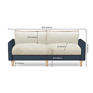 Woyomeub Couches for Living Room 82.5" Oversized 3 Seater Loveseat Sofa Teddy Fleece Fabric Sleeper Sofas