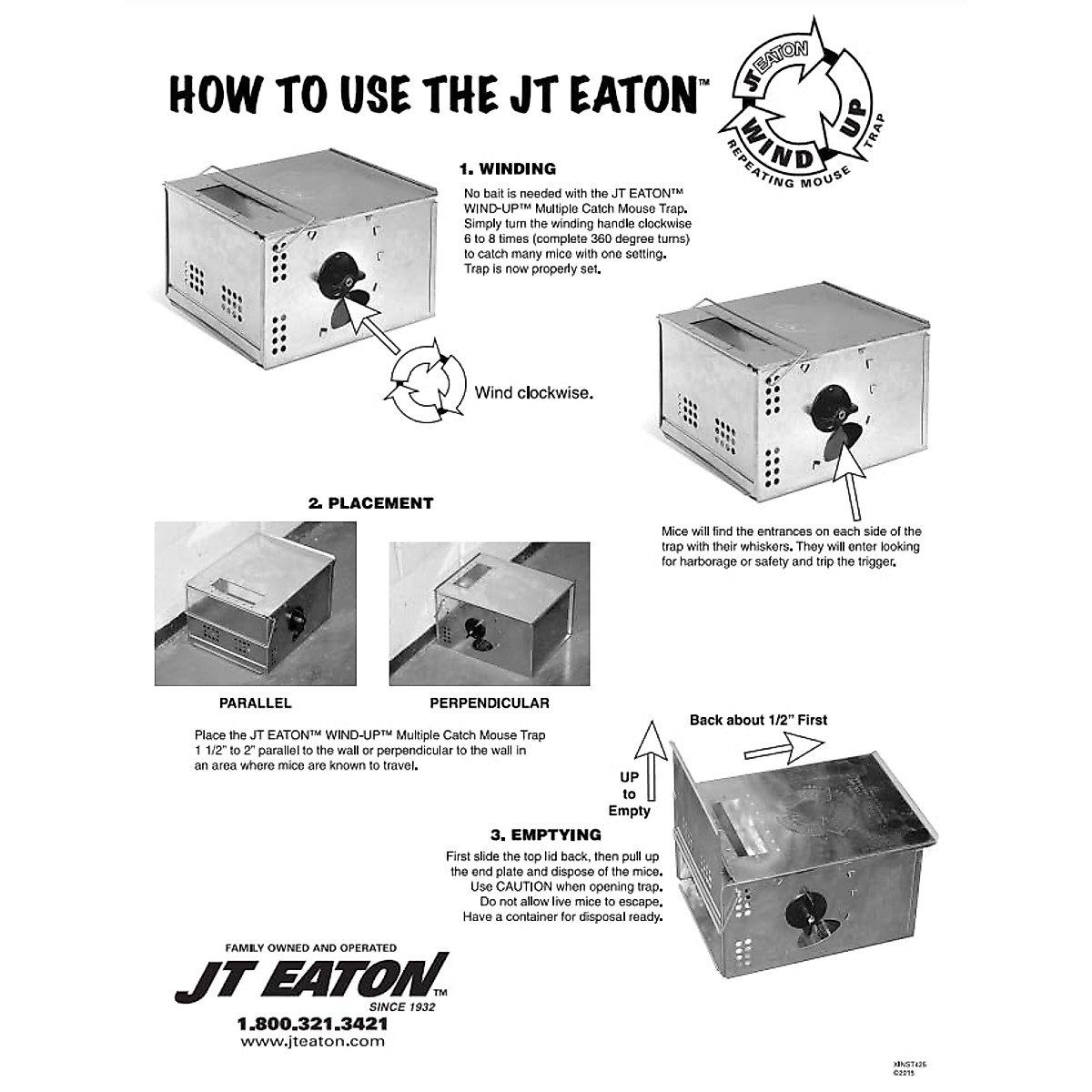 JT Eaton 425 Galvanized Steel Wind-Up Multiple Catch Mouse Trap with Inspection Window, Pack of 12 - No Bait or Poison Needed
