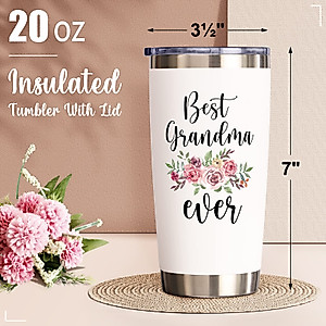 Fimibuke Best Grandma Gifts - 20 OZ Tumbler Mothers Day Gift for Grandma from Granddaughter, Grandson, Grandkid, Insulated Cup Funny Birthday Present Gift for Grandmother/Nana/New Grandma/Grandparents