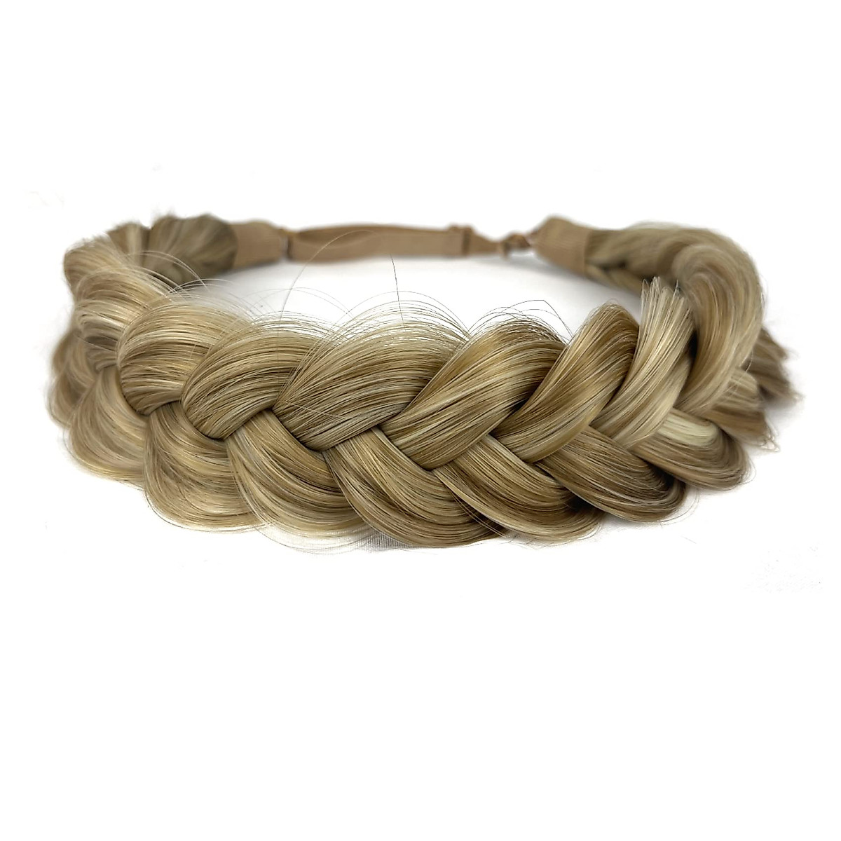 STHEJFB Braid Headband 2 3 Strands combinations Messy Wide Chunky Fluffy Elastic Stretch Hairpiece Braided Headband Women Girl Beauty accessory (Light golden grey)