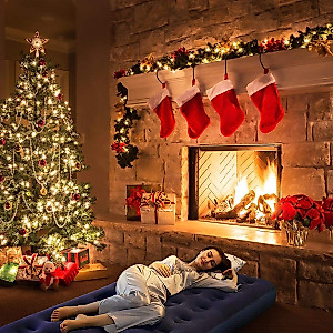 GiftWay Twin Size Camping Air Mattress - 9" Raised Inflatable Mattress Portable Comfort Flocked Blow Up Airbed with Patch Kit - Air Bed for Guests/Home/Travel/Housewarming Gifts