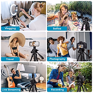 JOILCAN Phone Tripod, 68" Tripod for Phone Stand Video Recording Photos, Travel Floor Tripods Compatible with iPhone Canon Nikon DSLR, Cell Phone Tripods with Remote/Travel Bag