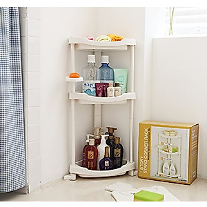 Tenby Living Corner Shower Caddy - 3 Shelf Shower Organizer Caddie with Movab.
