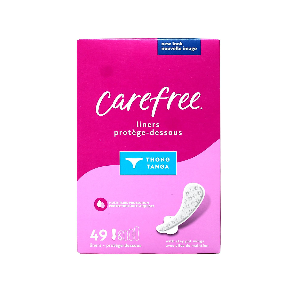Carefree Thong Pantiliners, Regular Protection, Unscented, 196 Pantiliners (4 X 49 Count Boxes)