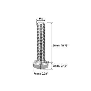 uxcell M4x20mm Hex Bolts 304 Stainless Steel Hexagon Screw Bolt 20pcs