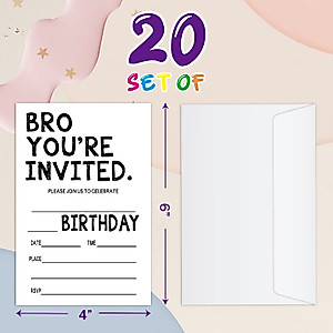 WUAWN Black and White Birthday Invitations with Envelopes, You're Invited Fill - In Birthday Invite Cards for Boys & Girls, Teen, Kids, Birthday Celebration Supplies - 074