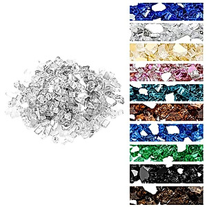 Onlyfire 10 pounds Fire Glass for Propane Fire Pit and Gas Fireplace, 1/4 Inch Reflective Firepit Glass Rocks for Fire Pit Table and Fire Bowl, High Luster Platinum