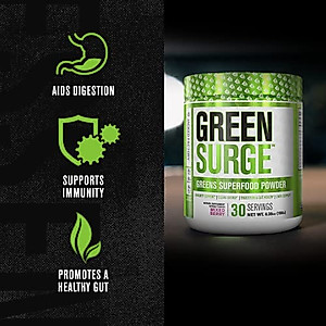 Green Surge Green Superfood Powder Supplement - Keto Friendly Greens Drink w/Spirulina, Wheat & Barley Grass, Organic Greens - Green Tea Extract, Probiotics & Digestive Enzymes - Mixed Berry - 30sv