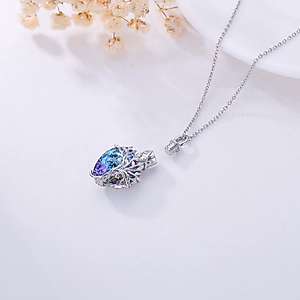 TOUPOP Purple Tree of Life Urn Necklace for Ashes 925 Sterling Silver Amethyst Heart Cremation Necklace w/Funnel Filler Jewelry Gifts for Women