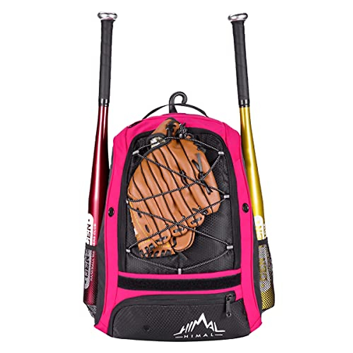 Himal Outdoors Baseball Bag - Bat Backpack for Baseball, T-Ball & Softball Equipment & Gear for Youth and Adults | Holds Bat, Helmet, Gloves and Cleats | Shoes Compartment & Fence Hook, 14" W x 9.5" D x 20" H, Red