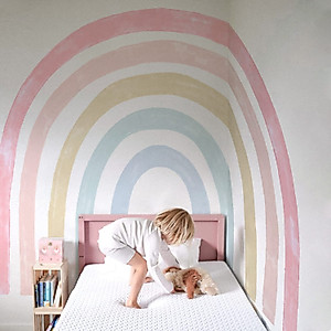 Colorful Rainbow Wall Sticker Stickers,for Baby Kids Girls Bedroom Wall Art,Peel and Stick Large Fabric Watercolor Rainbow Wall Mural Stickers,Rainbow Wall Sticker Decals for Living Room,94.49"x82.68"