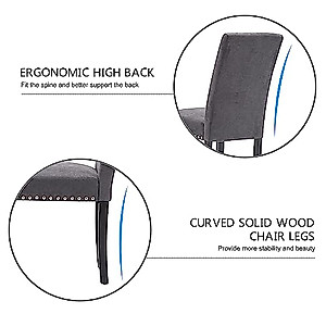 GOTMINSI Dining Chairs Set of 4 Upholstered Accent Dining Room Chairs Padded Parson Kitchen Chairs with Silver Nails and Solid Wood Legs (Grey)