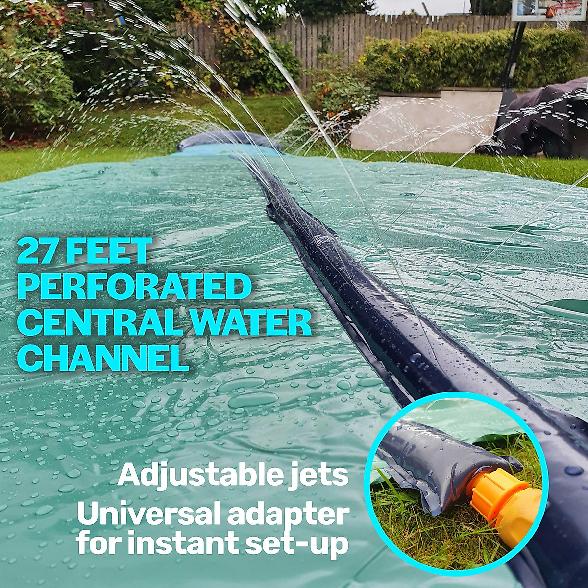 TEAM MAGNUS 31ft Slip and Slide Water Slide with Inflatable Crash Pad, Adjustable Sprinkler for Kids – Slip and Slide for Adults & Kids, Perfect for Backyard Fun