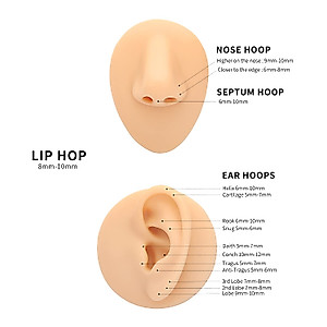 VOJO G23 Titanium Moon Daith Rook Piercing Earrings Jewelry Tragus Helix Nose Rings Cartilage for Women (8mm, CZ Silver)