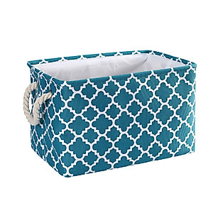 3 Pack Storage Basket Bins Foldable Shelf Basket Rectangular Fabric Organizer Bin Laundry Hampers Baskets for Nursery, Toys, Home Closet, Laundry15 x 11 x 9.8 in (Blue Green)