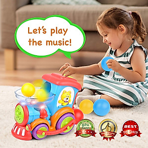 Kidpal Toddler Boy Toys Age 1-2, Baby Toy Train for 12-18 Months with 3 Balls, Light/ Chase/ Ball Popper/ Music Early Educational Toys for 1 2 3 Year Old Boys& Girls Christmas Birthday Gifts