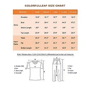 COLORFULLEAF Womens Pajama Sets Summer Pjs Lounge Sets for Women Soft Sleepwear Top and Capri Pants with Pockets (Deep Grey, L)