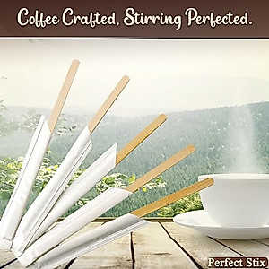 Perfect Stix 5.5 Inch 1000CT Paper Wrapped Coffee Stirrers, Individually Wrapped Coffee Stirrers, Wrapped Stir Sticks Disposable Wood Coffee Sticks