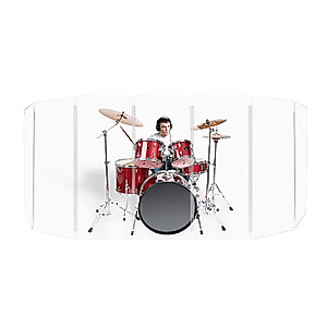 PENNZONI Drum Shield 5ft w/Living Hinges, Comes w/ 7 Drum Panels & Living Hinges, Premium Clear Acrylic Panels, Drum Screen