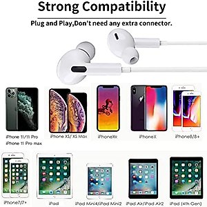 Lightning Headphone iPhone Headphone Earbuds with Lightning Connector(Built-in Microphone & Volume Control)[Apple MFi Certified] in-Ear StereoCompatible with iPhone 13 Pro Max/12/11/X/SE/8 7 - All iOS