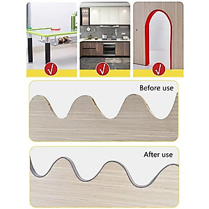 U-Shape Edge Banding, TPE Self Adhesive Veneer Edging Trim, Soft Edge Protector, Furniture Edge Strip for Countertop Table Cabinets Restoration (16mm*2m,Red)