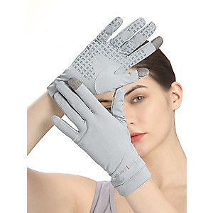 MOUNT TEC Unisex UV Protective Gloves UPF 50+ Cool Breathable Finger Tip Touch Screen Sunblock Glove for Sailing Golfing Boating Fishing Hiking Adventuring Outdoors (Grey, L)