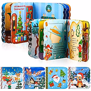 4 PCS Christmas Lift-a-Flap Board Books A Touch and Feel Children's Board Book Small Shaped Christmas Board Book Christmas Story Book for Kids Babies Toddler Xmas Present