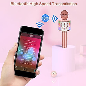 Verkstar Karaoke Microphone, 5-in-1 Wireless Bluetooth Karaoke Mic for Adults Kids, Handheld Mics Speaker with LED Lights,Christmas Birthday Gifts for All Ages